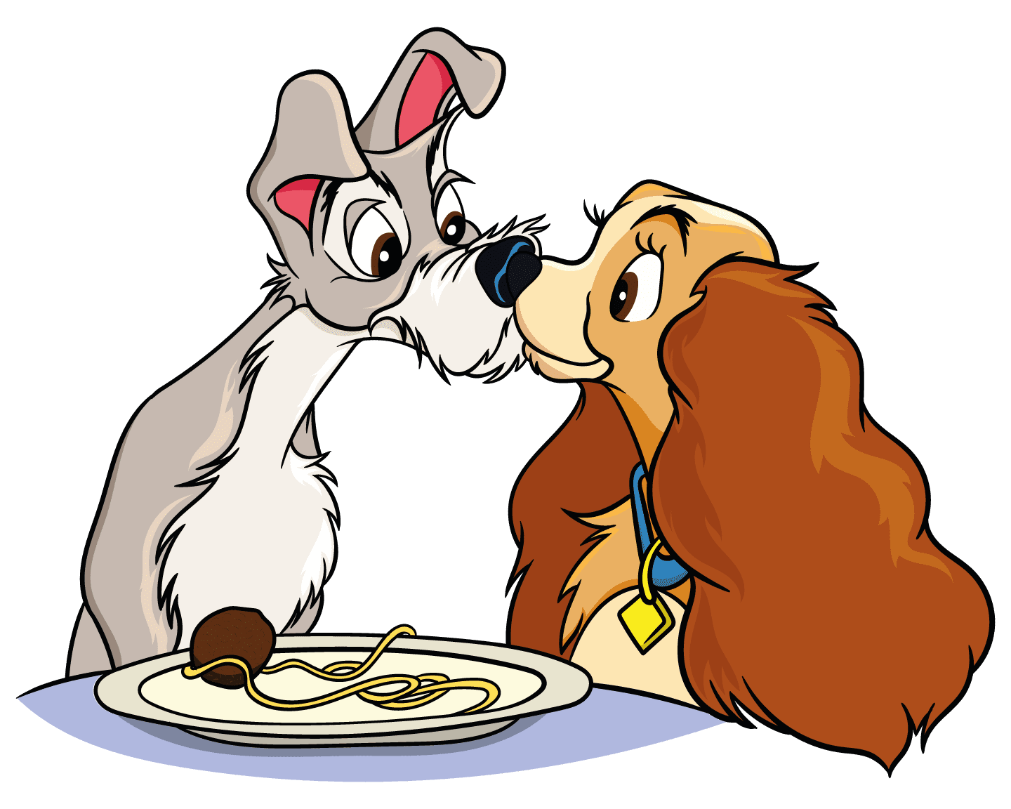 Removable Nursery Room Living Room Art Dogs Kissing Decal Lady And The ...