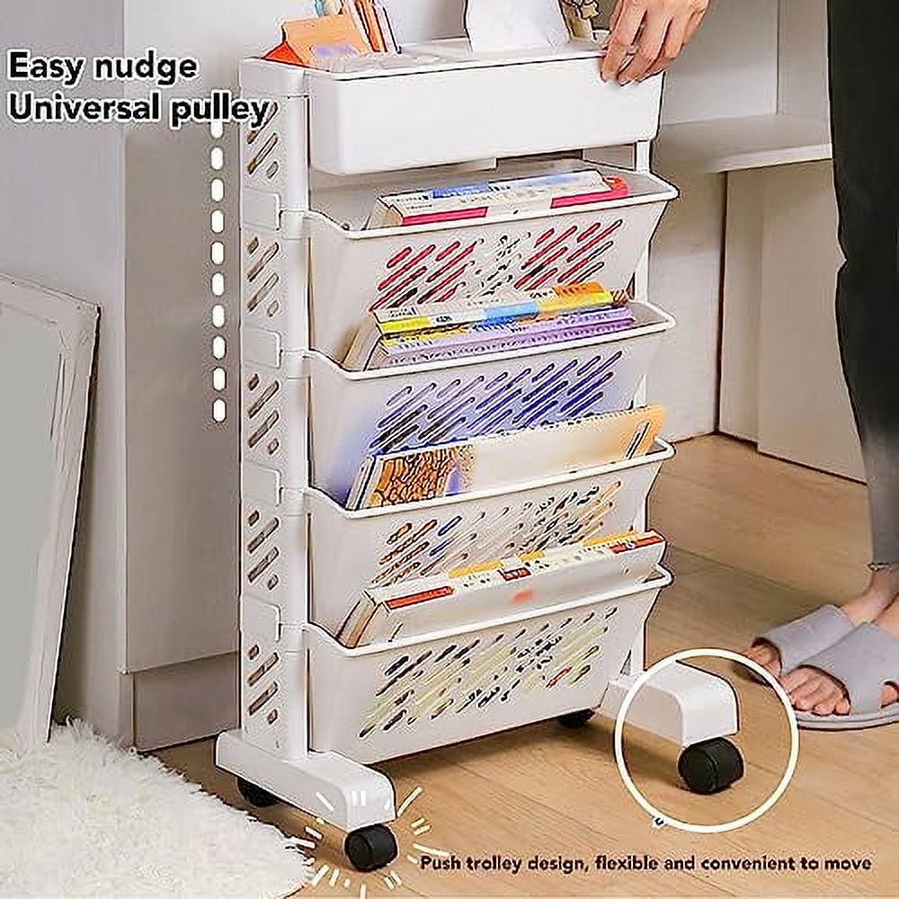 Removable Plastic Bookshelf for Home Study Room - 5 Tiers Mobile ...