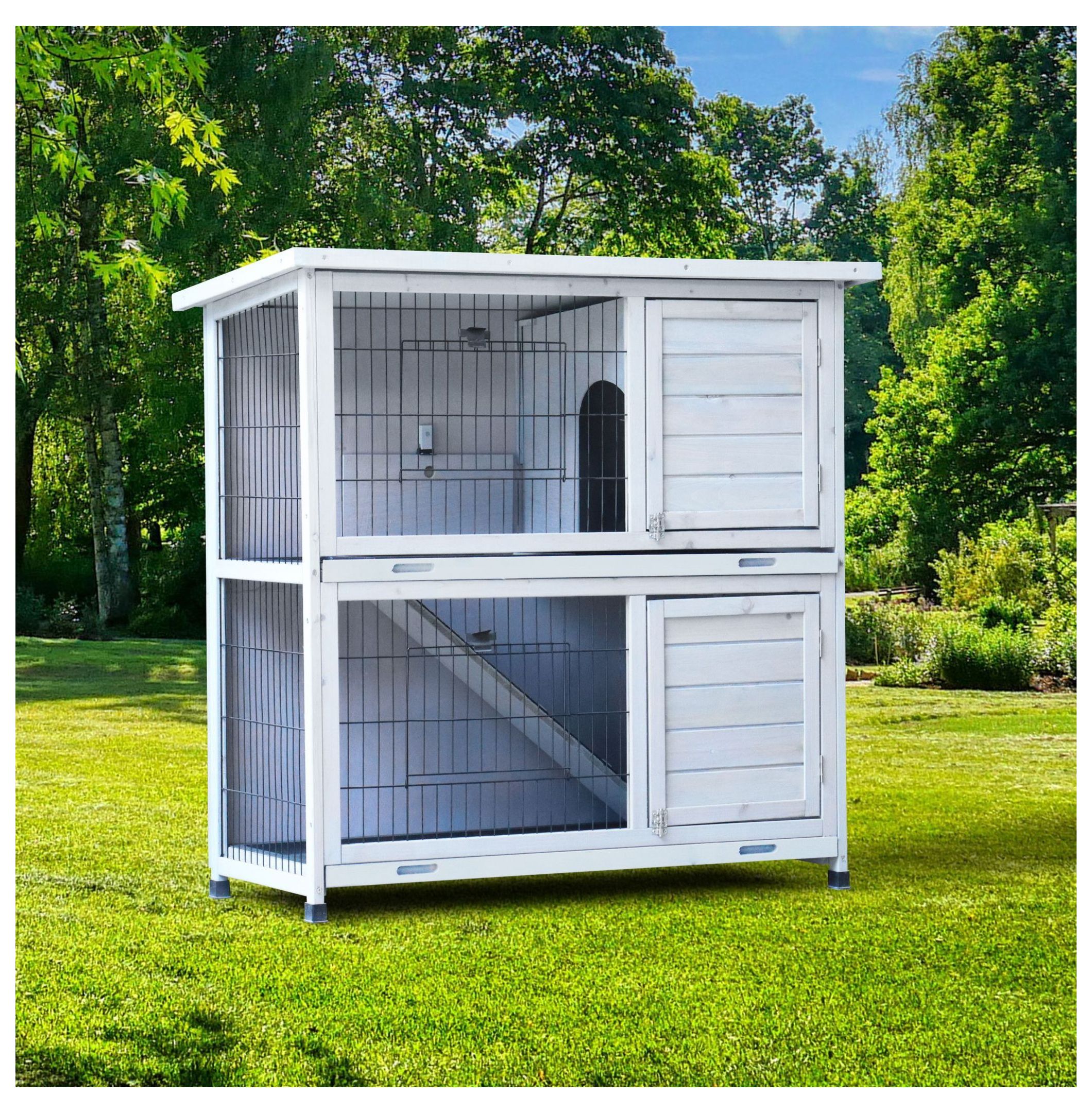 Removable Tray Ramp wooden outdoor rabbitwith running cage as Pic ...