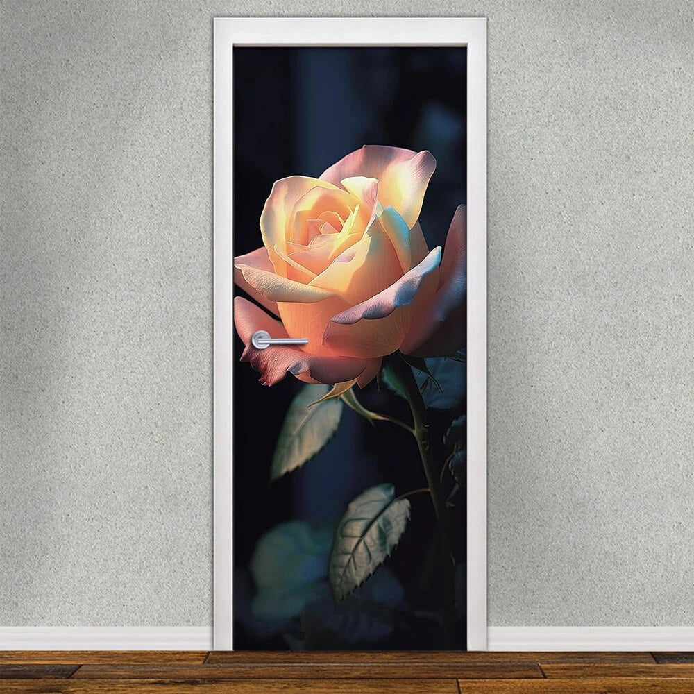 Removable Vinyl Flower Door Stick Wallpaper Peel and Stick Colorful ...