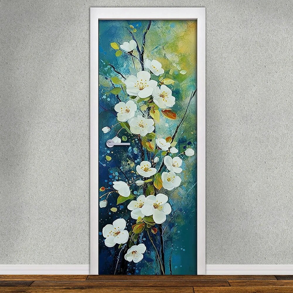 Removable Vinyl Flower Door Stick Wallpaper Peel and Stick Colorful ...