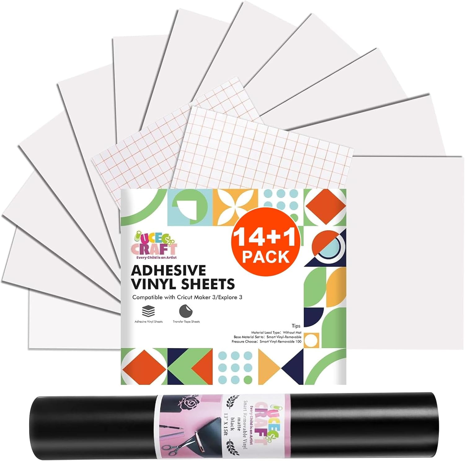 Removable Vinyl Sheets Compatible with Cricut Maker 3/Explore 3, 22 ...