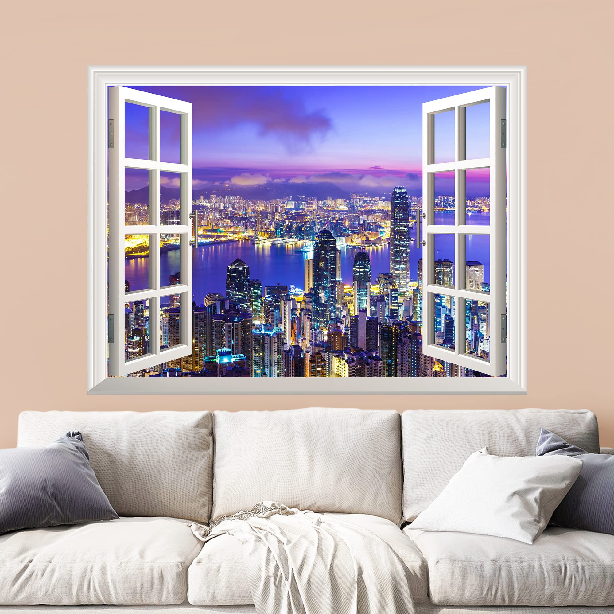 Removable Wall Sticker/Wall Mural - Beautiful City Skyline at Evening ...