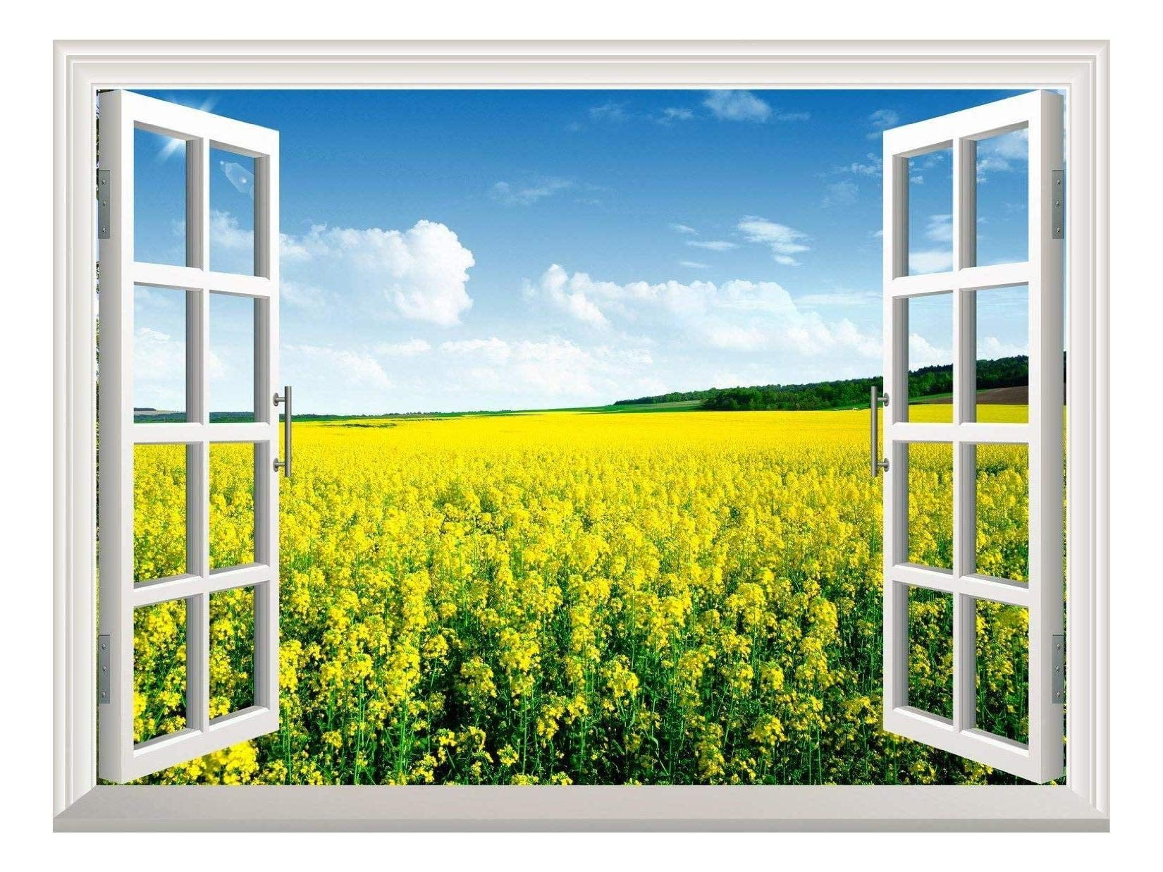Removable Wall Sticker/Wall Mural - Yellow Field View Out of The Open ...