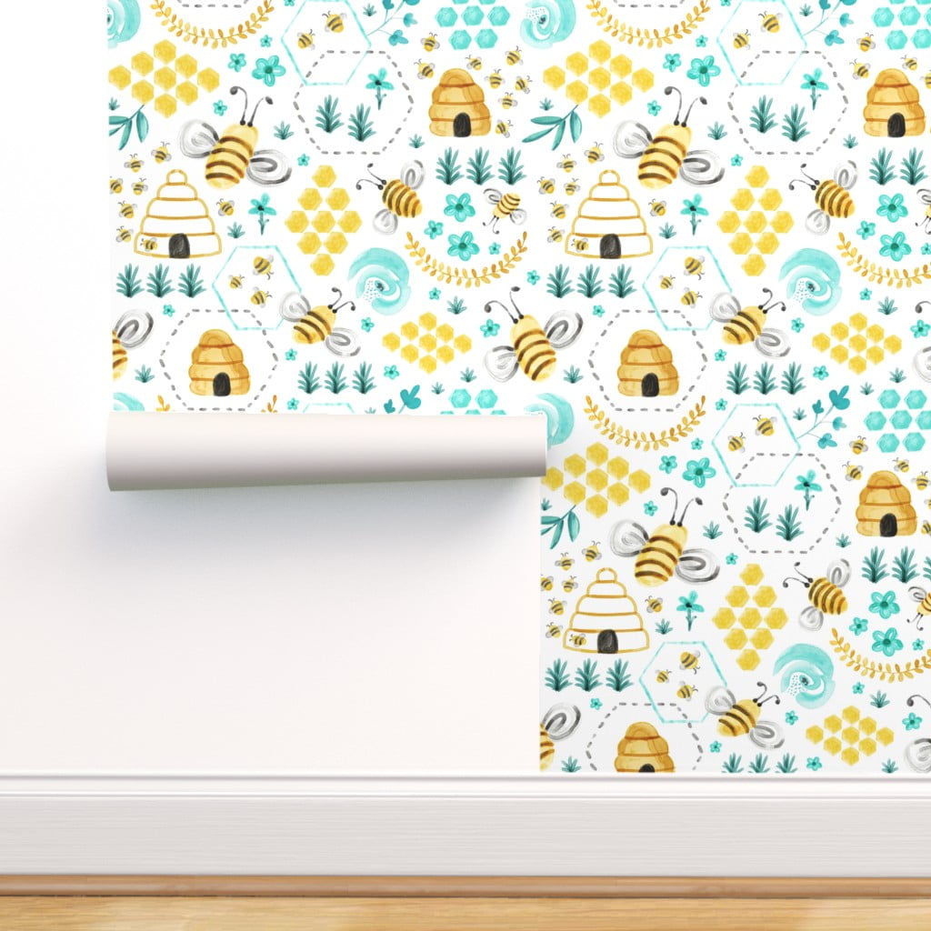 Removable Wallpaper 3ft x 2ft - Bees Watercolor Bee Insect Insects ...
