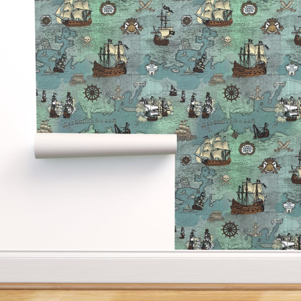 Pirate Ship And Map Wallpaper