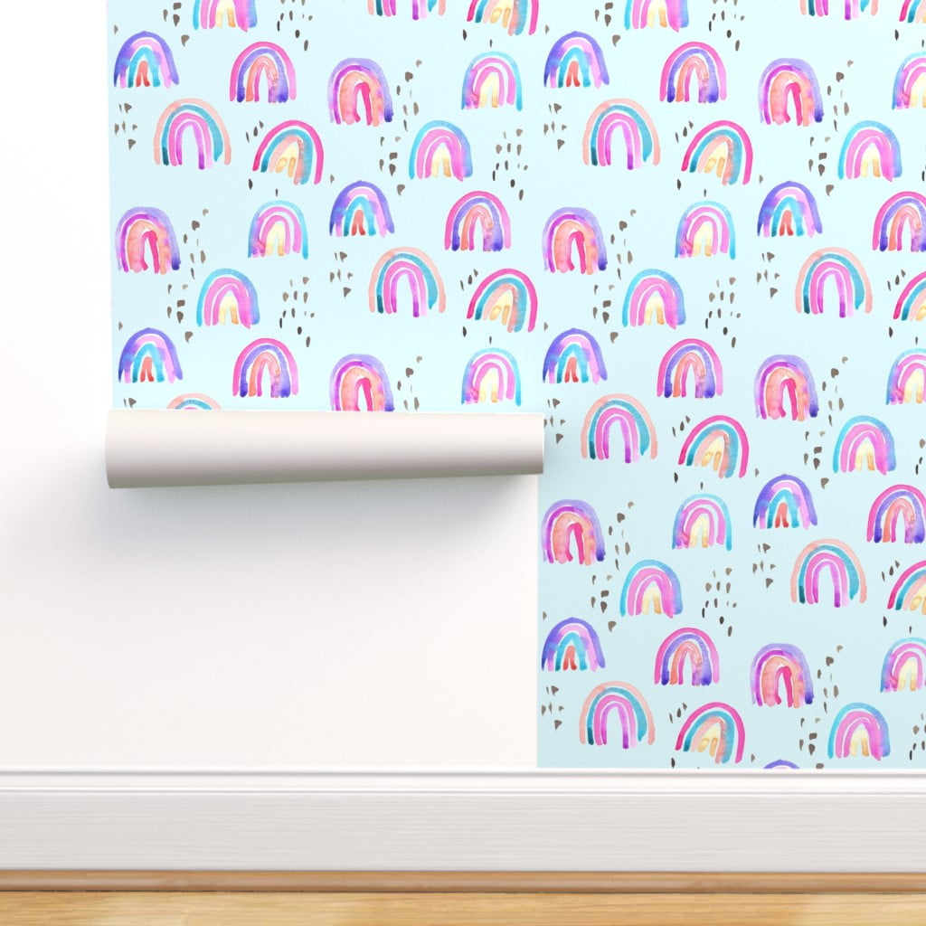 Removable Wallpaper Swatch - Rainbows Sky Rainbow Watercolor Rain ...