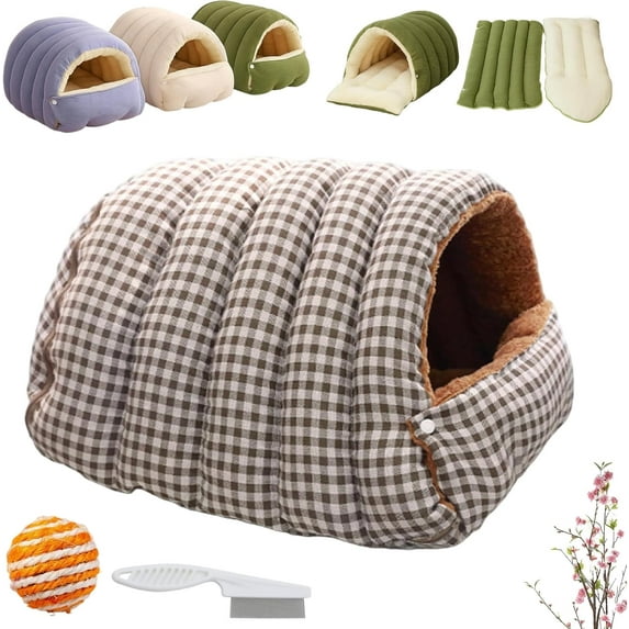 Removable and Washable Winter Closed-Off Cat Bed, 2025 Fluffier Cozy ...