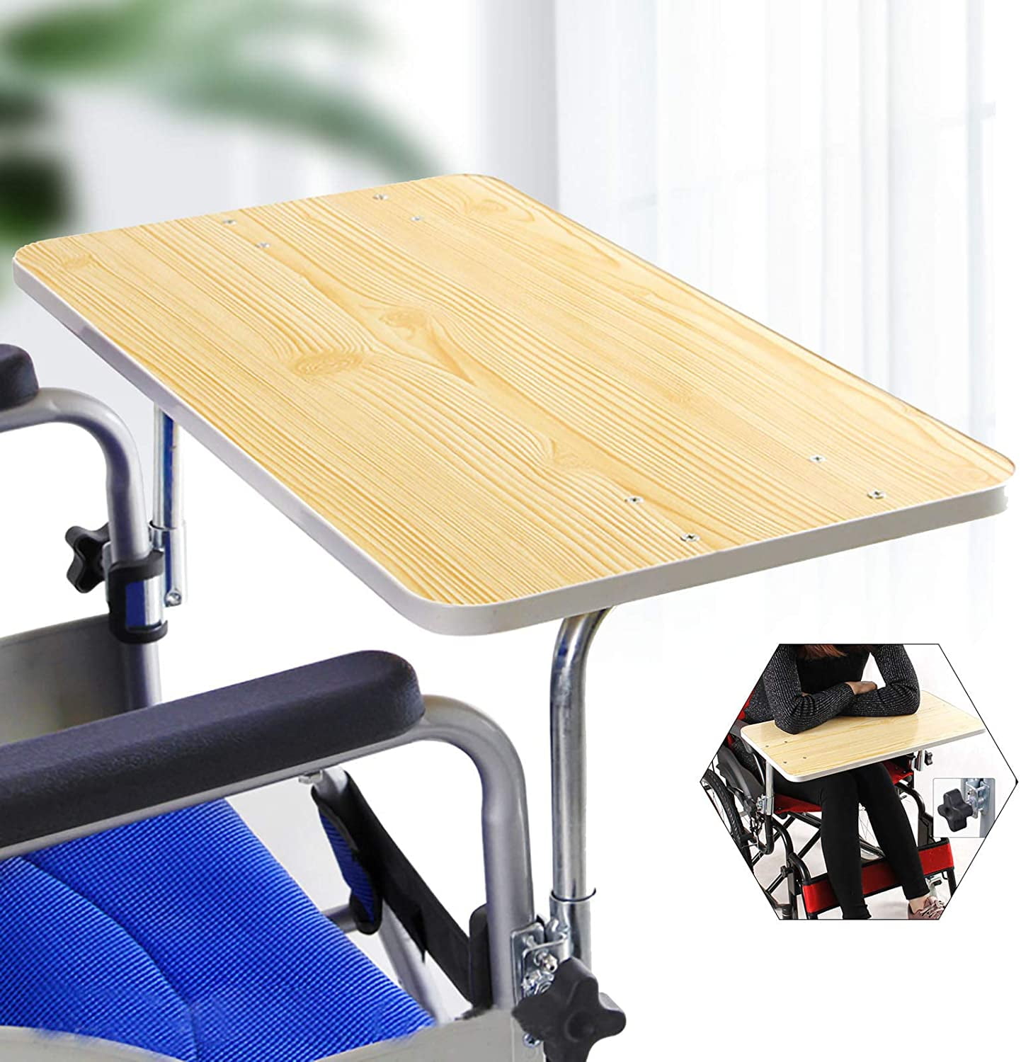 Removable Wood Wheelchair Tray, 22.4 in Detachable Wooden Wheelchair ...