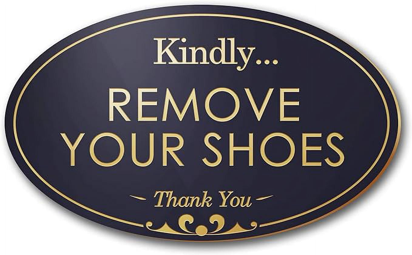Remove Your Shoes Sign, Black/Gold, Engraved, 3" x 5", Fade Resistance ...