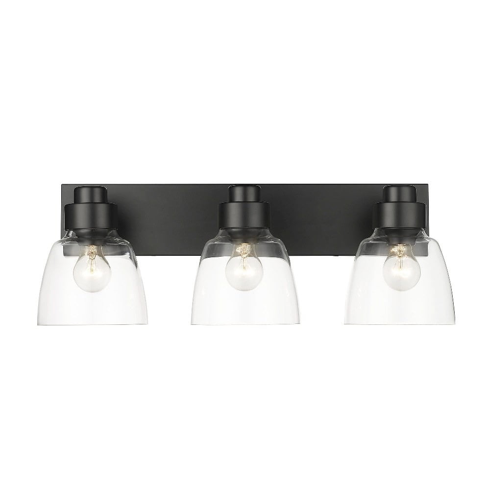 Remy 3-Light Vanity Light in Matte Black with Clear Glass - Walmart.com