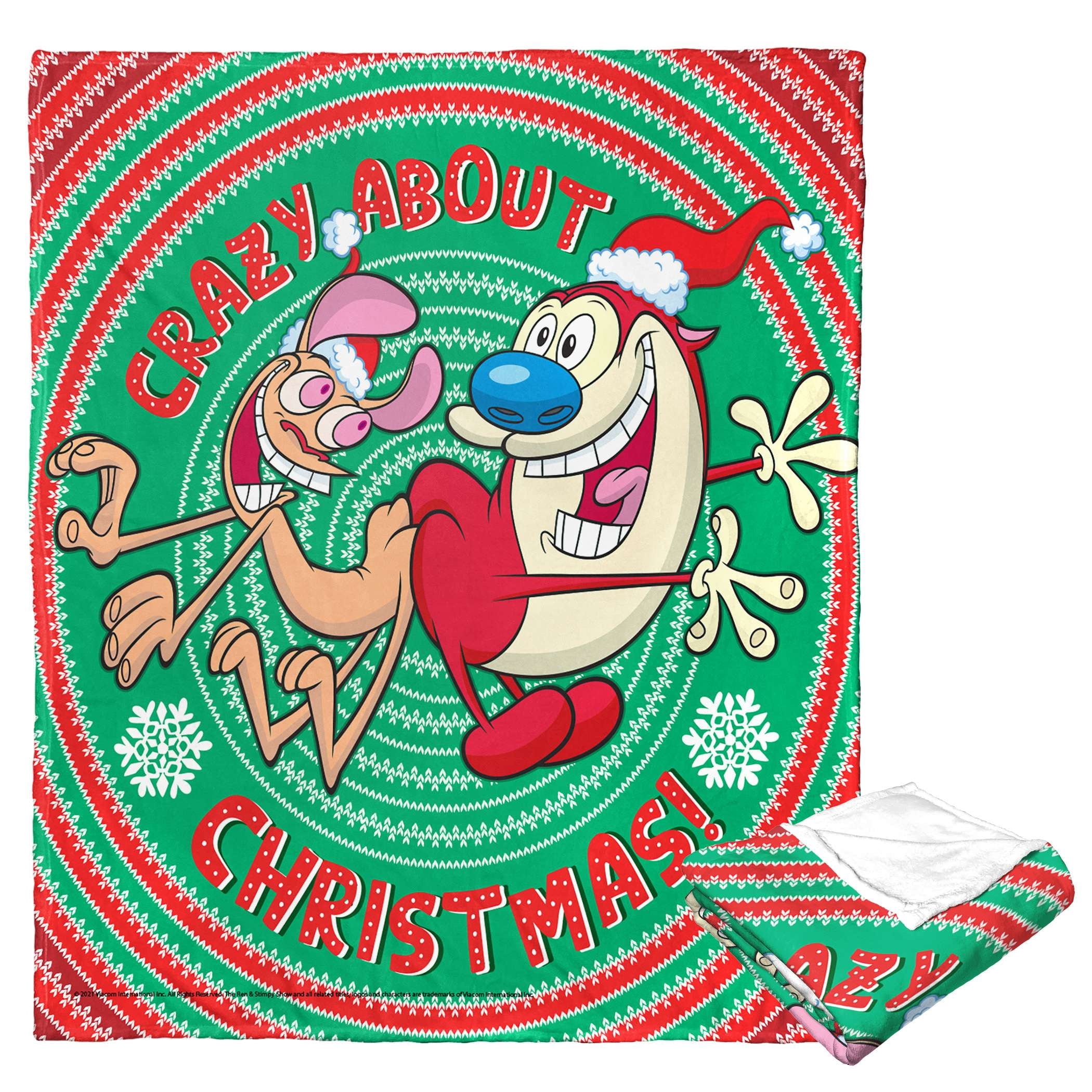 Ren And Stimpy Crazy About Christmas Kids Silk Touch Throw Blanket ...