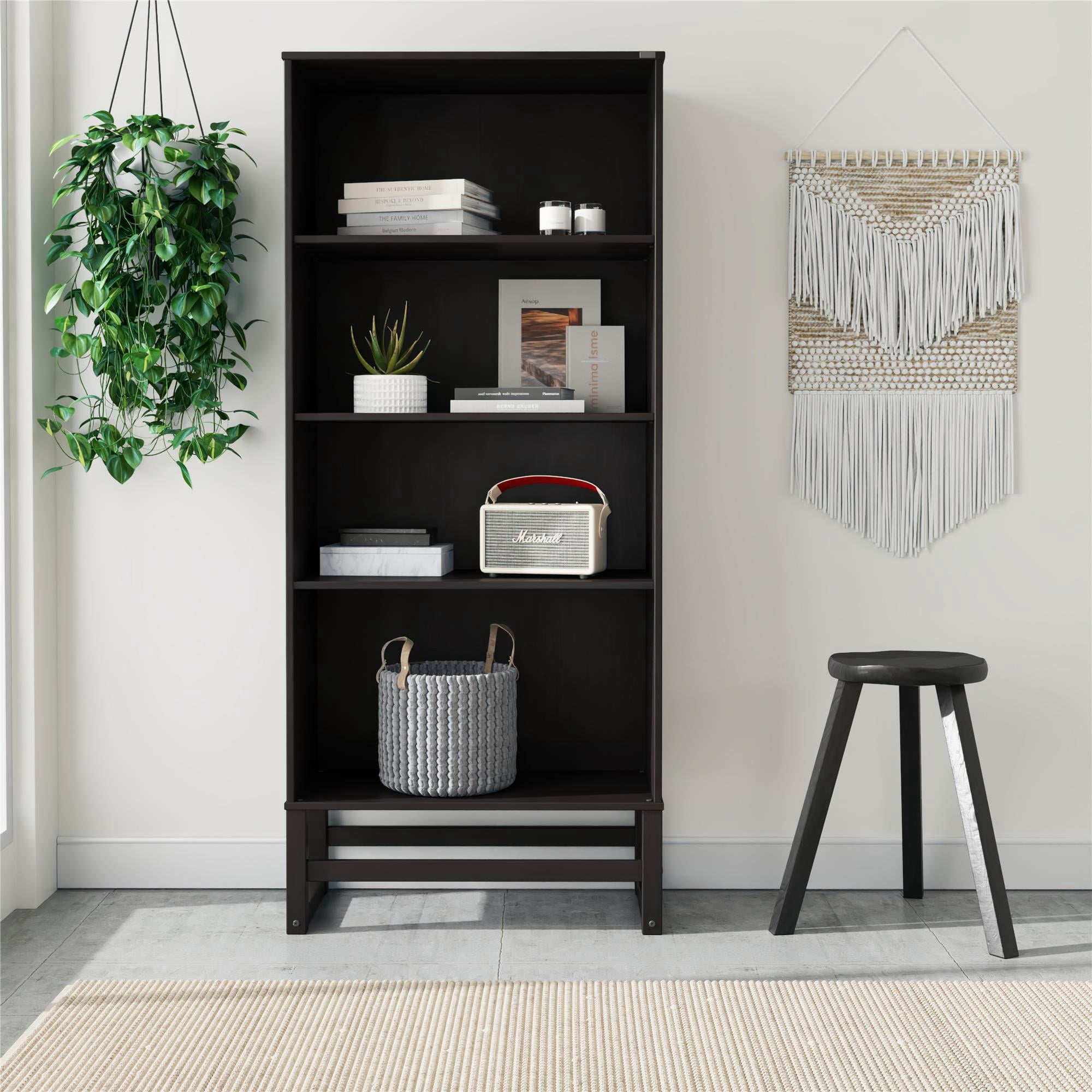 Ren Home Talo Scandinavian Tall 4 Shelf Wooden Bookcase, Espresso ...