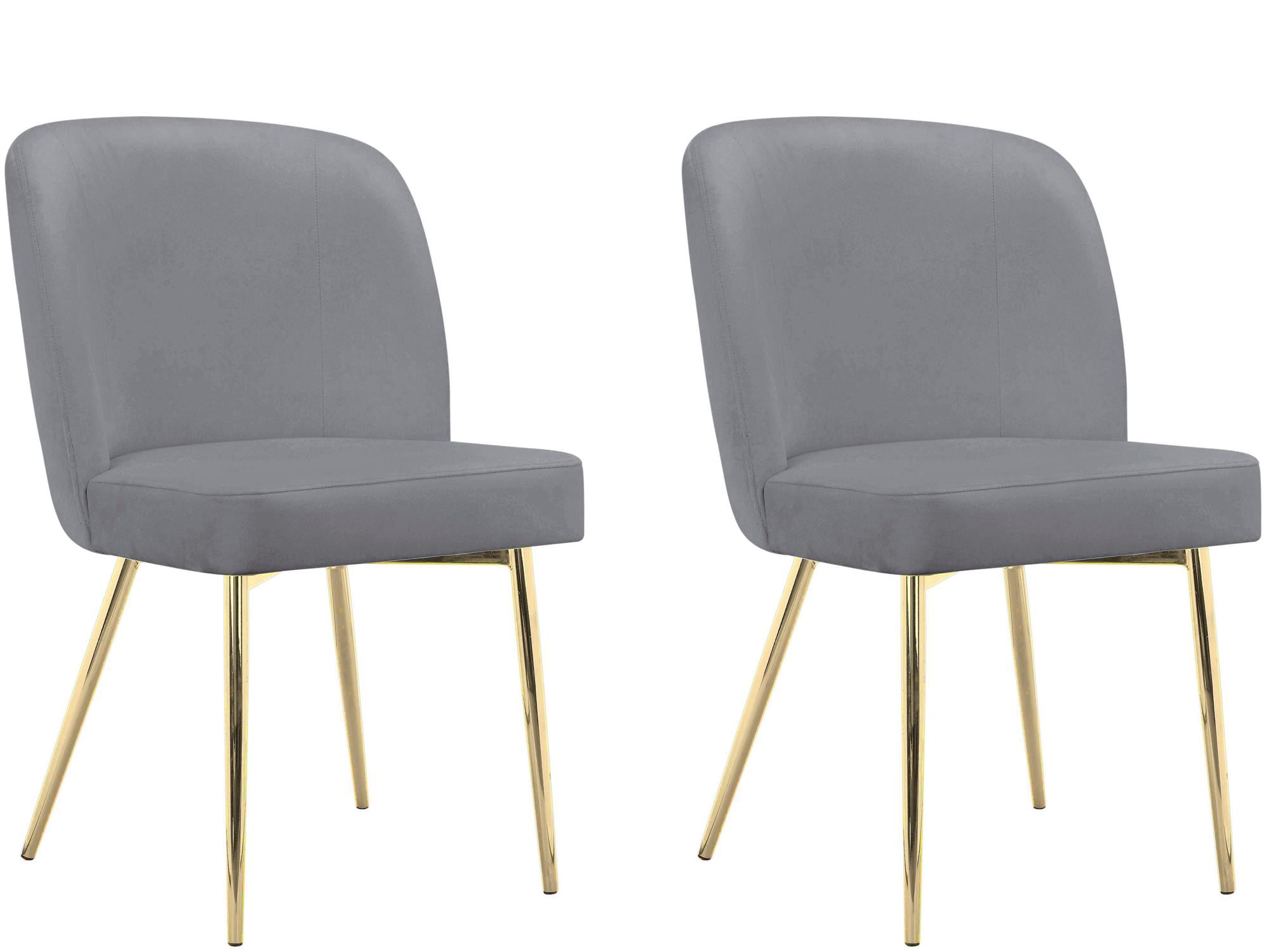 Ren Home Trina Dining Chairs with Gold Legs, 2-Pack, Grey Velvet ...