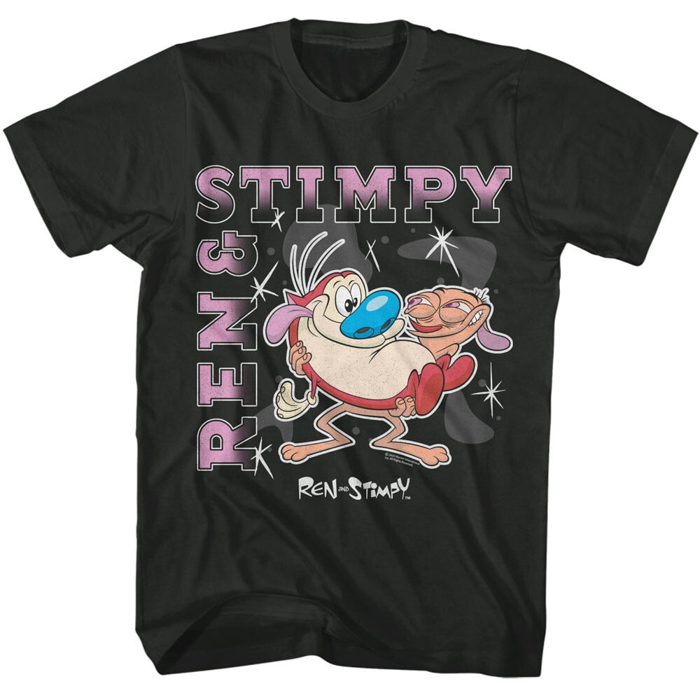 Ren & Stimpy Cartoon Gradient Text Logo Sparkles Men's T Shirt ...