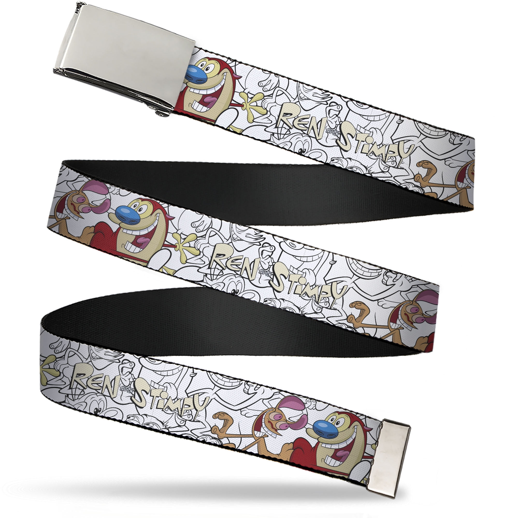 Ren and Stimpy Belt, Flip Web Belt Ren and Stimpy Smiling Pose and ...