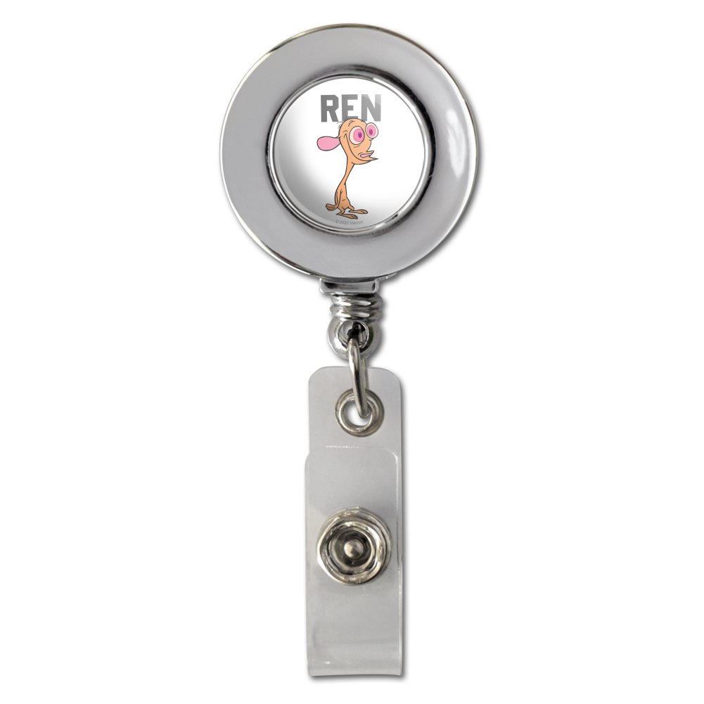 Ren and Stimpy Show Collegiate Ren Retractable Reel Chrome Badge ID ...