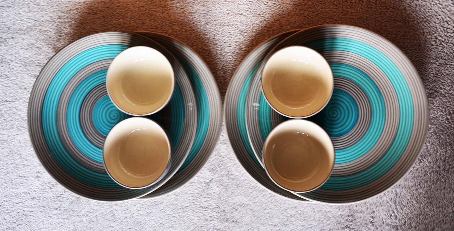 RenHomz Ceramic Dinner Set Dinner Plates Set of 8 Pieces HandMade ...