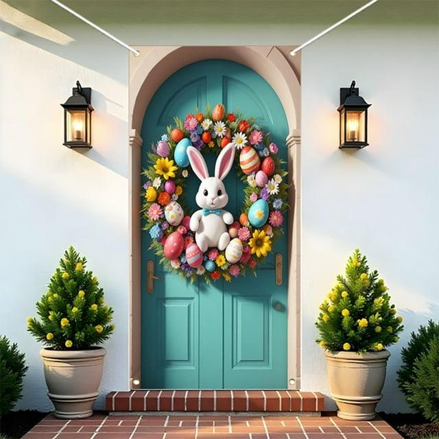 RenXiang Door Covers Easter Decorations for Home Hanging Easter ...