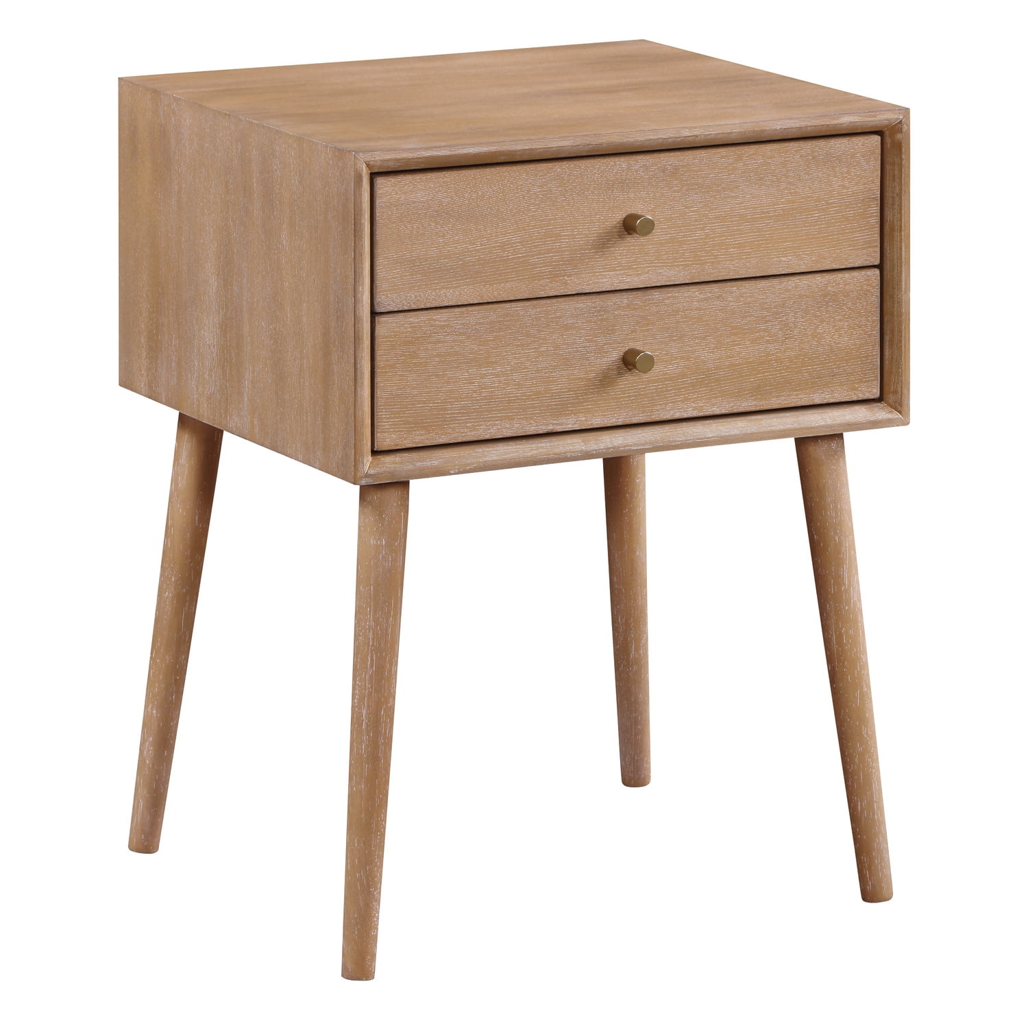 Rena Mid-Century Modern 2-drawer Side Table in Engineered Wood Ash ...