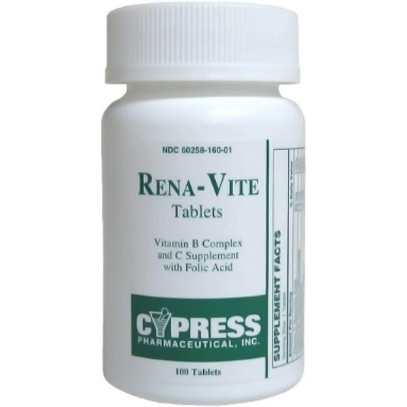 Cypress Pharmaceutical Rena-Vite Vitamin B Complex Tablets, 0.8 mg, 100 ...