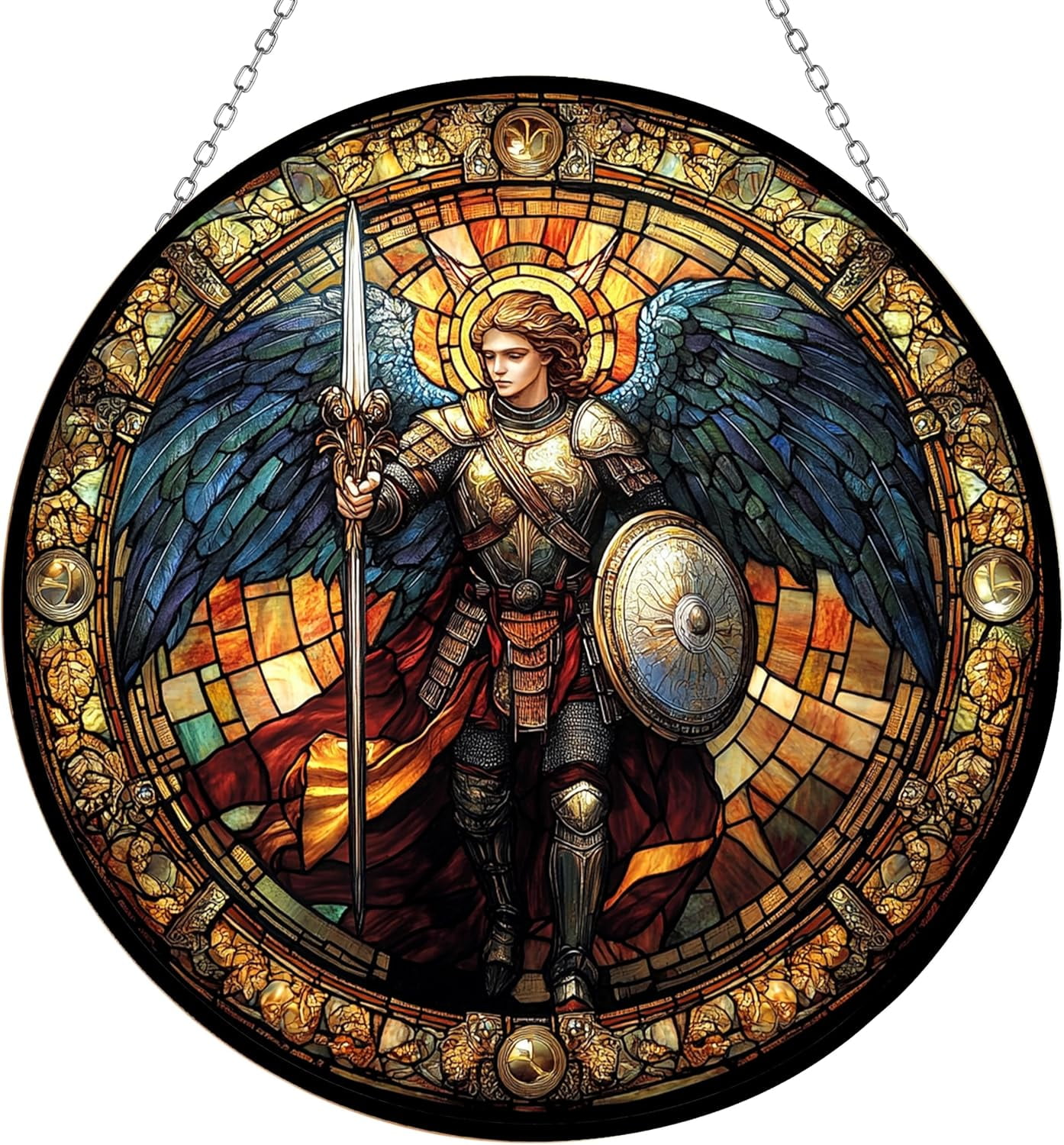 Renaissance Archangel Stained Glass Suncatcher Window Hanging, Gothic ...