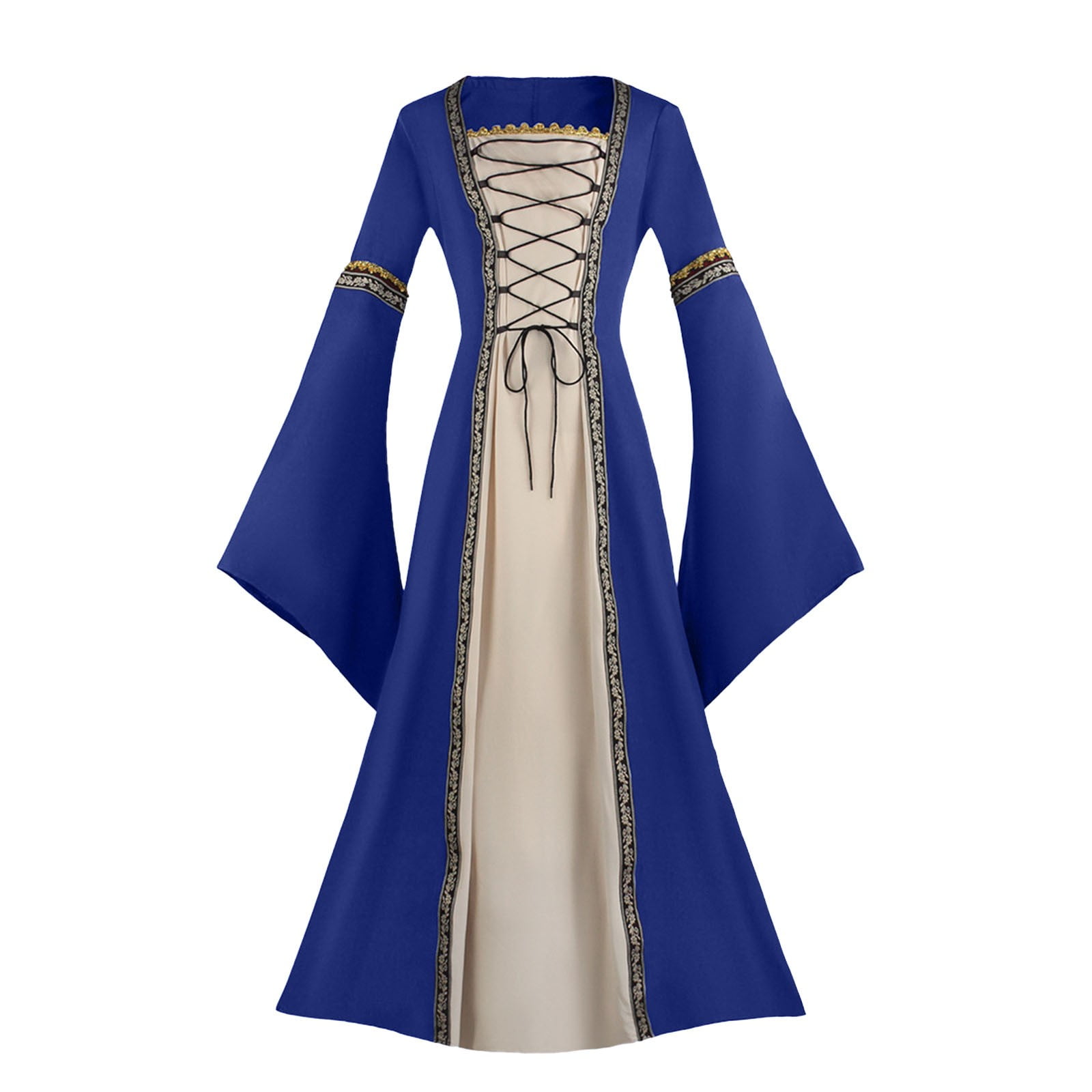 Renaissance Costume Women Medieval Peasant Dress Trumpet Sleeve ...