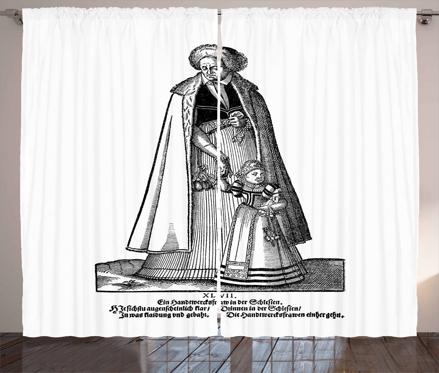 Renaissance Curtains 2 Panels Set, Medieval Father and Daughter in ...