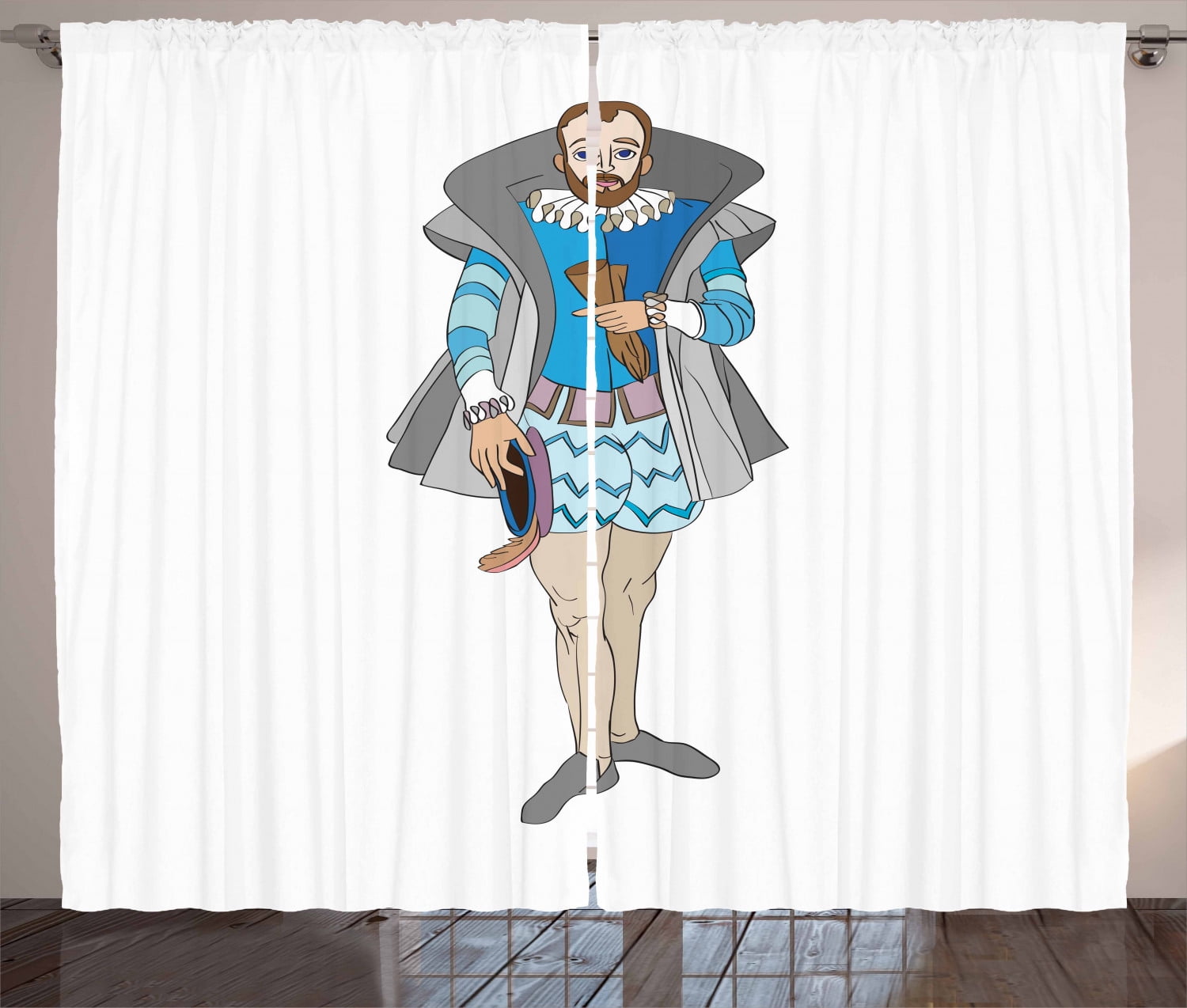 Renaissance Curtains 2 Panels Set, Rococo Style Old Fashioned ...