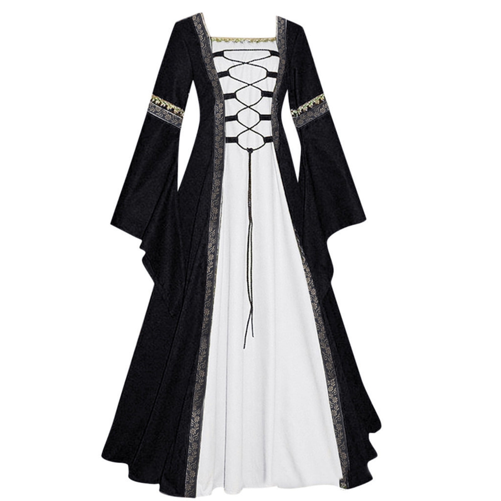 Renaissance Dress Womens Medieval Faire Costume Fairy Gothic Long Ball ...