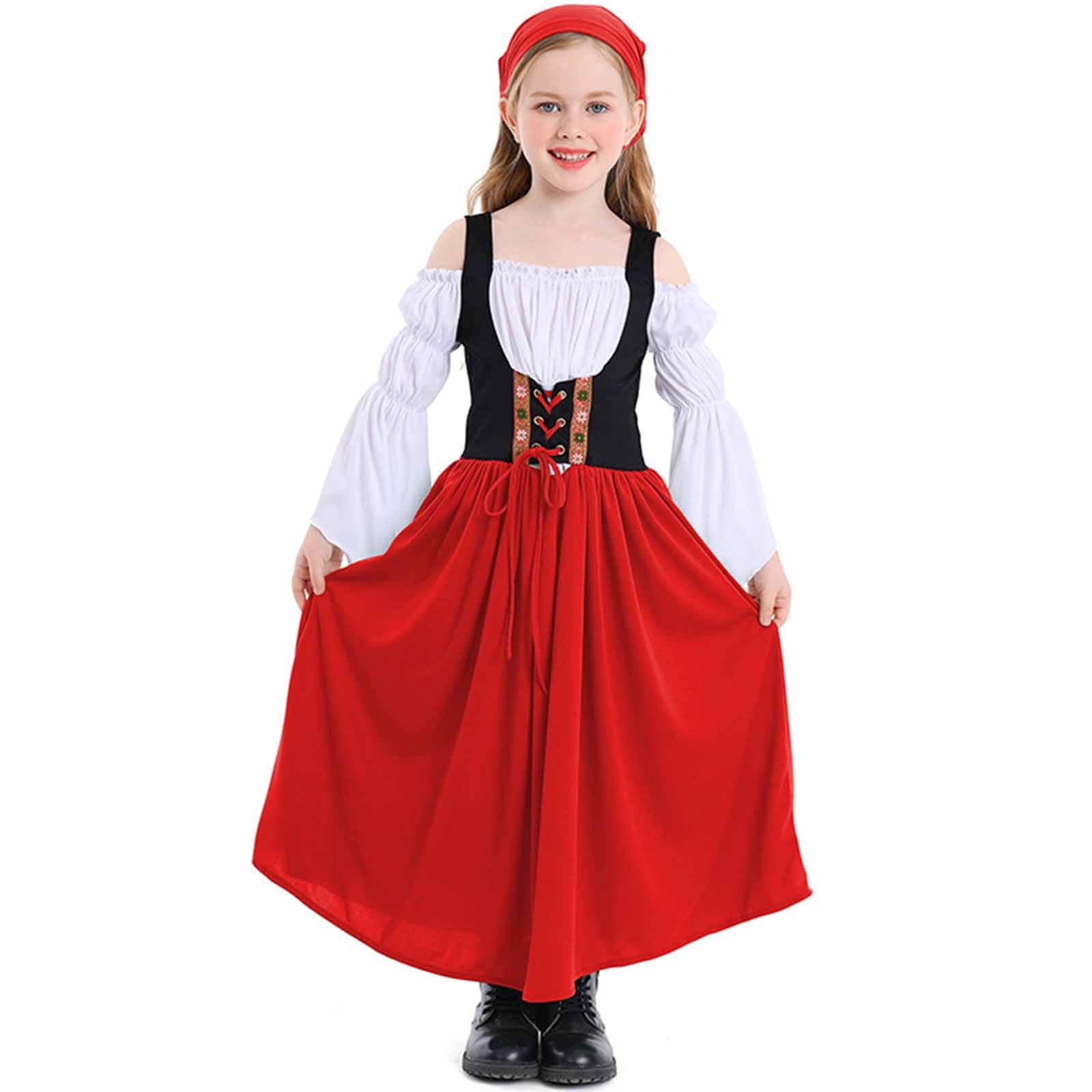 Renaissance Dress for Kids Girls Medieval Princess Dresses Off Shoulder ...