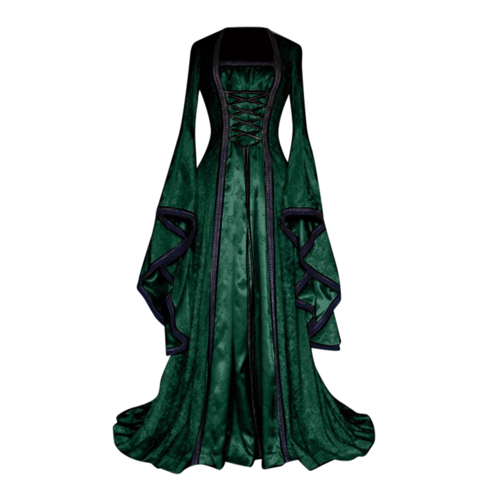 UPPADA Plus Size Renaissance Medieval Dress, Lace Up Corset Viking Gown ...
