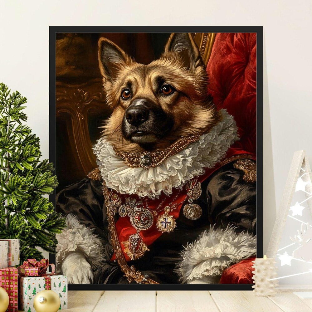 Renaissance German Shephard Royal Portrait, Noble Dog Art Print ...