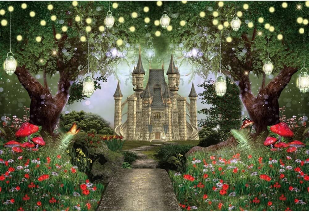 Renaissance Green Forest Castle Backdrop 7x5ft, Fairy Tale Woods with ...