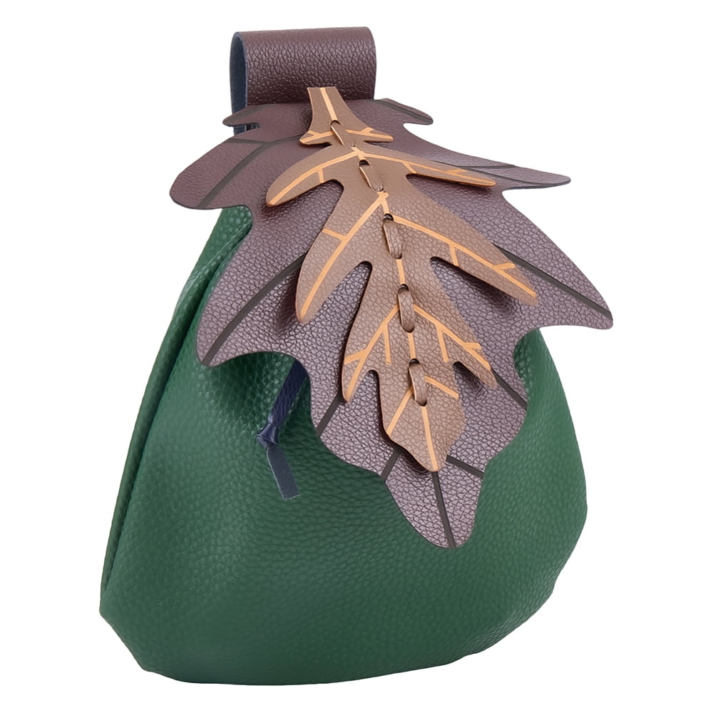 Renaissance Leaf Belt Pouch Medieval PU Leather Drawstring Bag Vintage ...