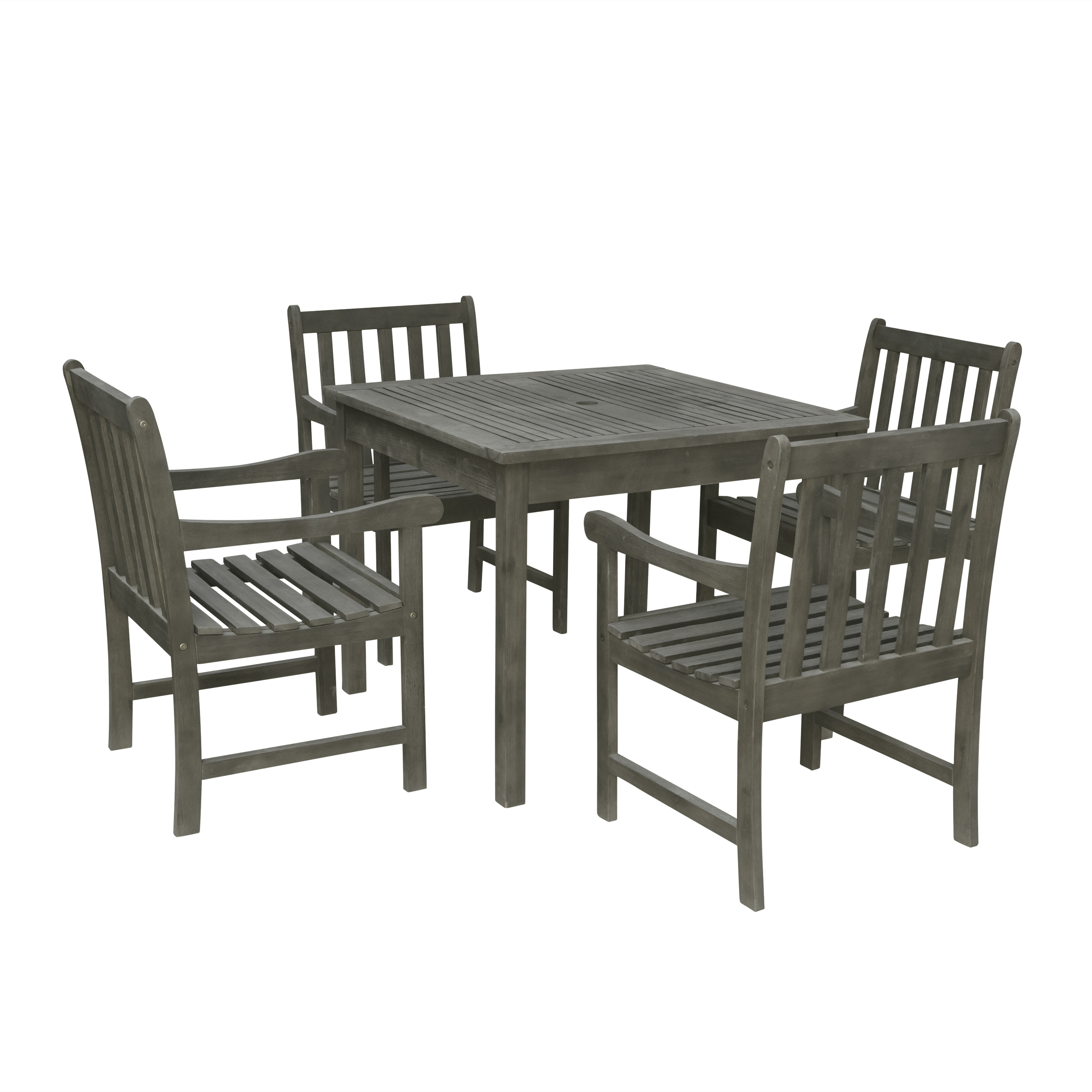 Renaissance Outdoor 5-piece Wood Patio Stacking Table Dining Set ...