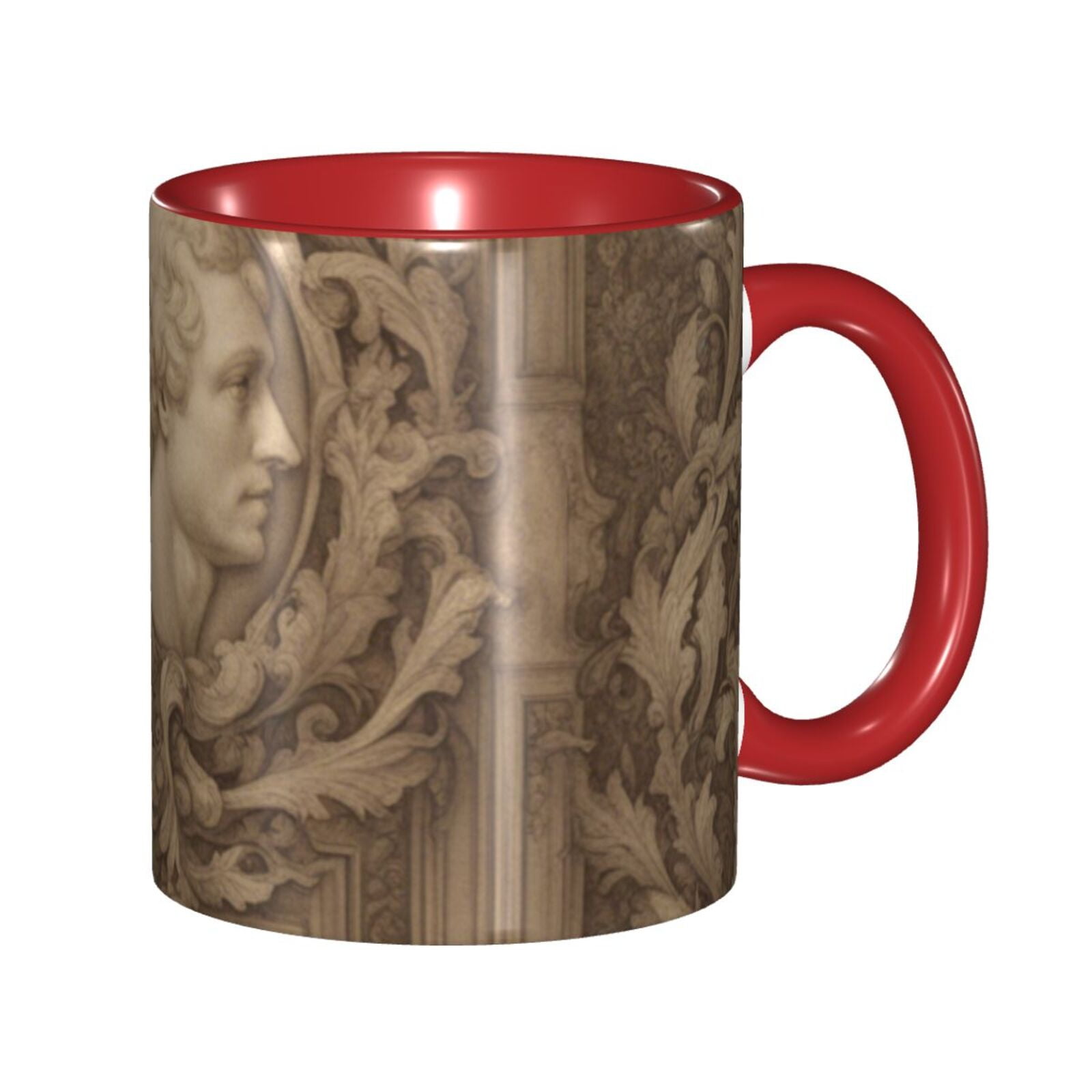 Renaissance Pattern Coffee Mug Fun Custom Ceramic Mugs 11oz Red ...