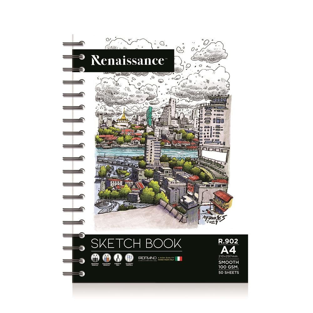 Renaissance Sprial Sketchbook R902 A4 Size 50 Sheet of 100 GSM for ...
