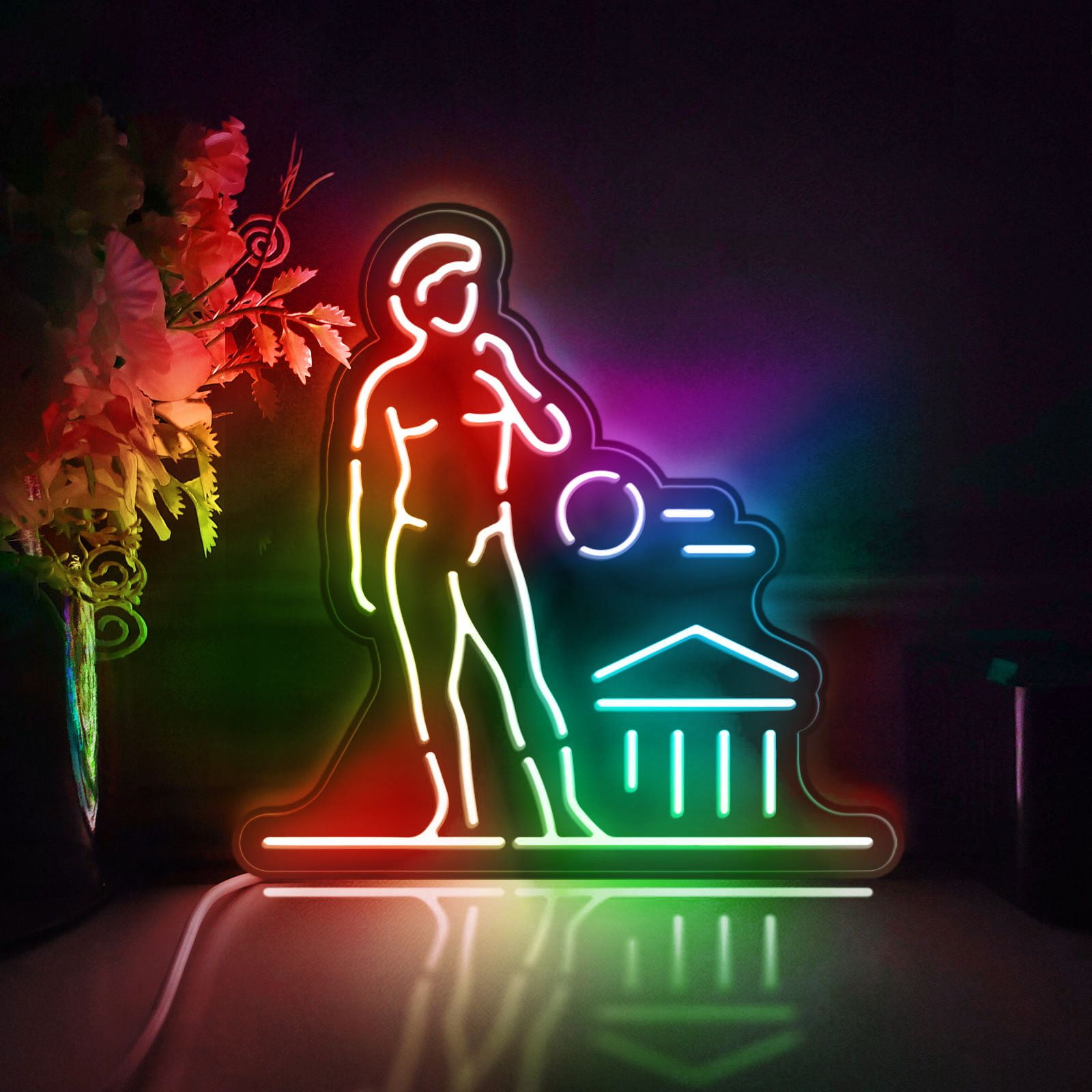 Renaissance Statue David Led Light Box, Dimmable Neon-Like Light Signs ...