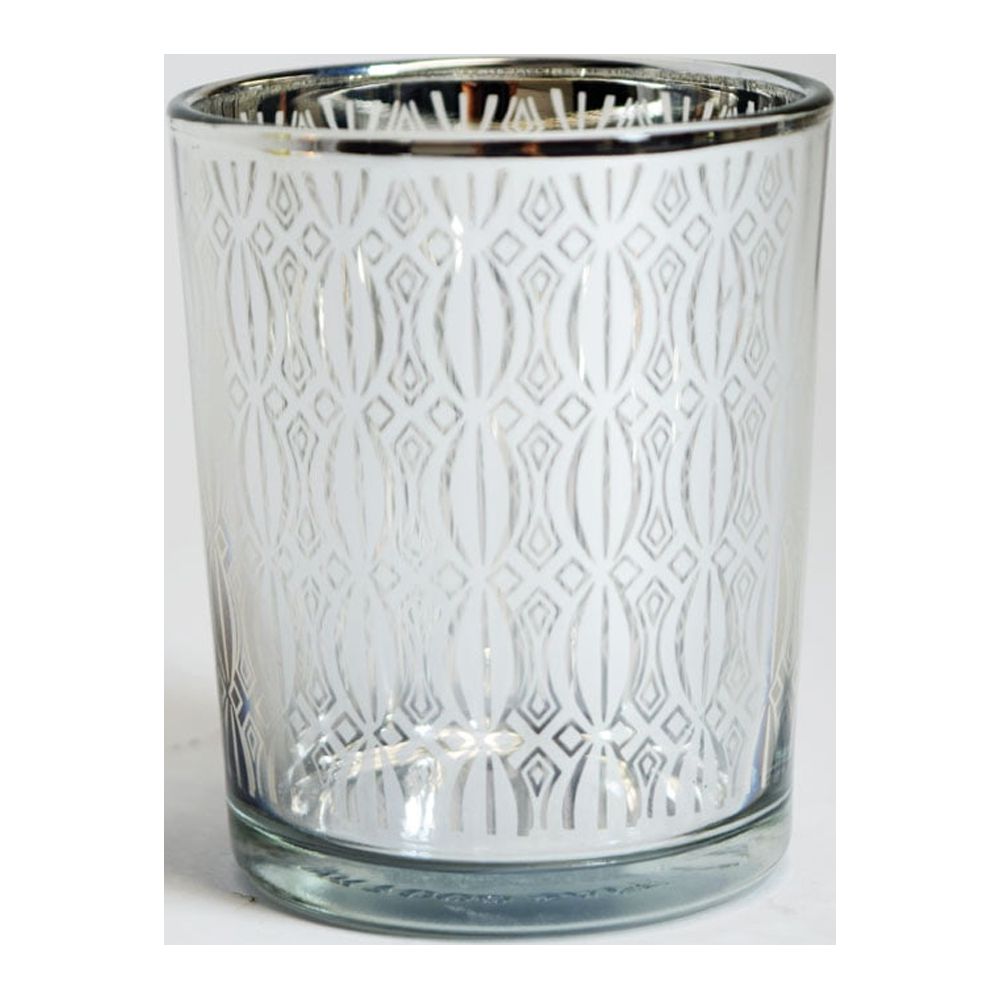 Renaissance Votive Tea Light Glass Candle Holder Silver 2 5 Inches