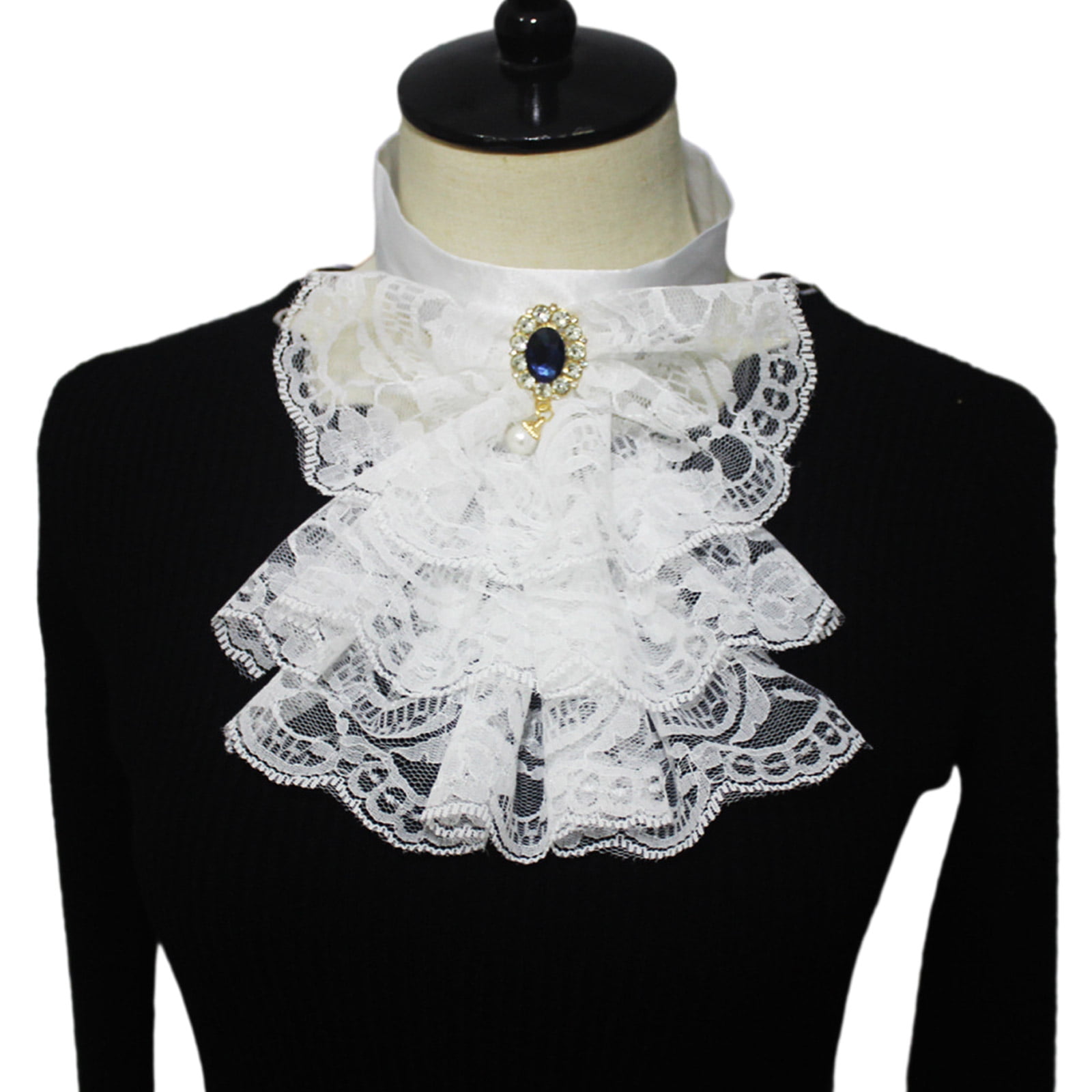 Renaissances Tulle Ruffled Neck Collar Clown Lace Choker Ruffle Collar ...