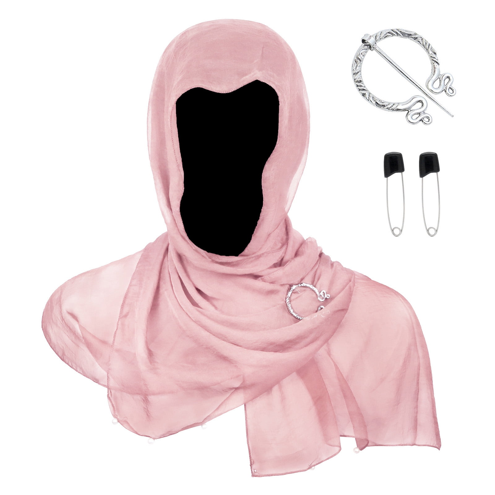 Renaissances Vikingly Pearls Chiffons Hooded Scarf Shawl Adjustable ...