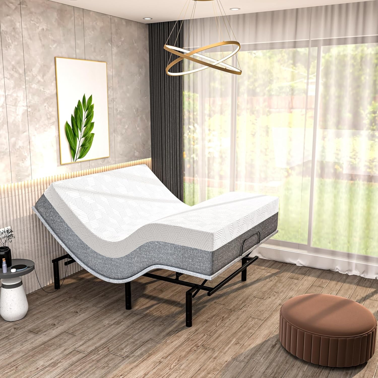 "Renanim Serenityflex Queen Adjustable Bed Frame with 14"" Mattress ...