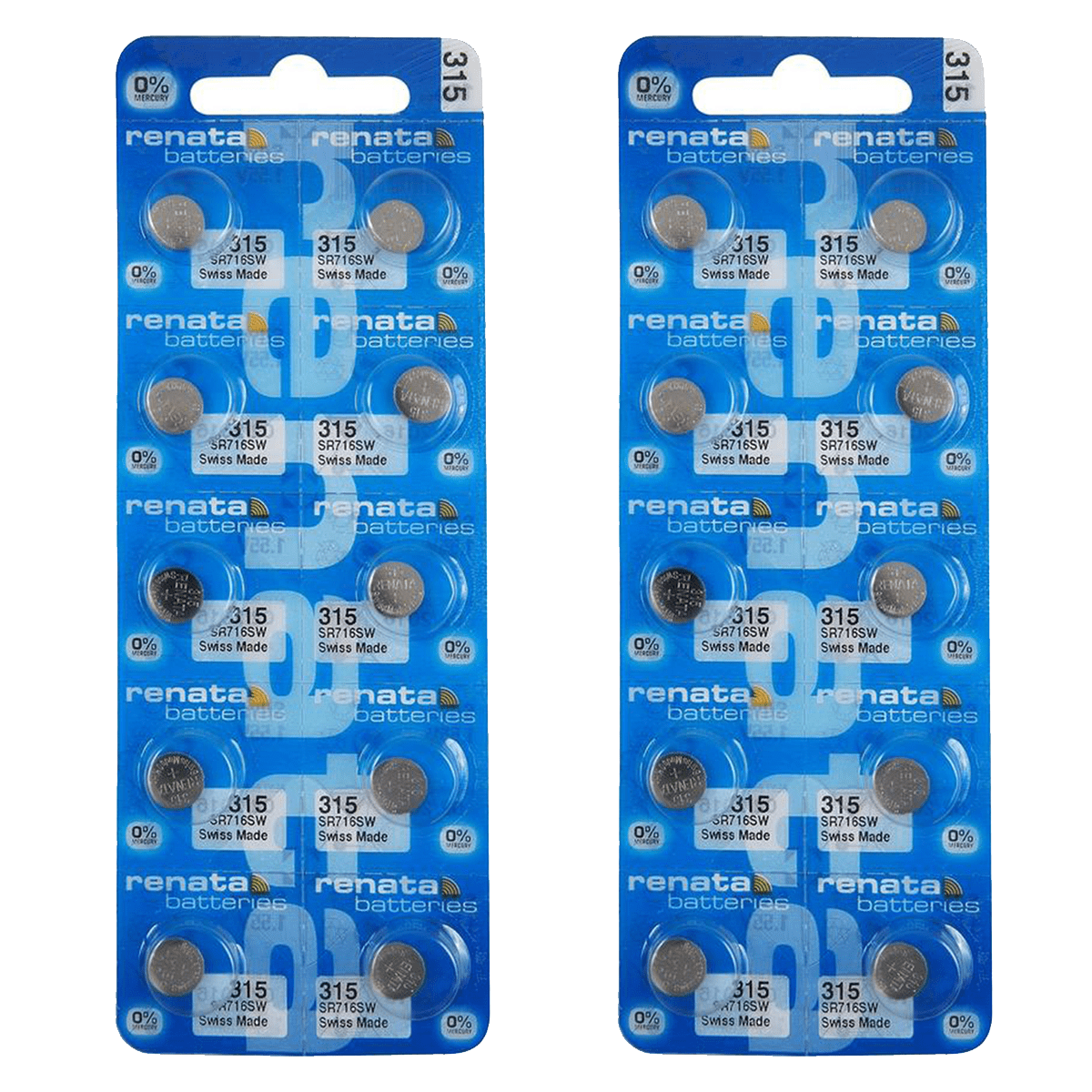 Renata 315 SR716SW Batteries - 1.55V Silver Oxide 315 Watch Battery (20 ...