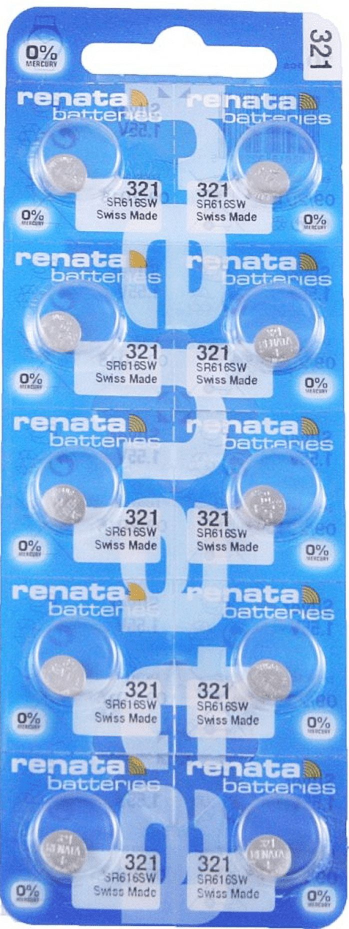 Renata 321/SR616SW 1.5V Silver Oxide watch Battery (10 Batteries ...