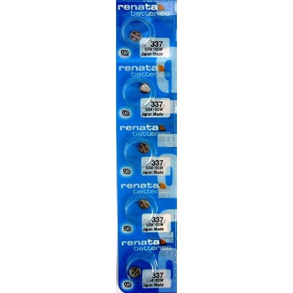 Renata 337(SR416SW) Long-Lasting Button Cell Watch Battery, Pack of 5 ...