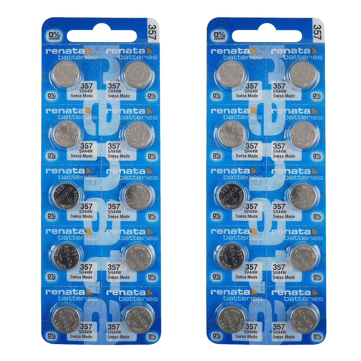 Renata 357 SR44W Batteries - 1.55V Silver Oxide 357 Watch Battery (20 ...