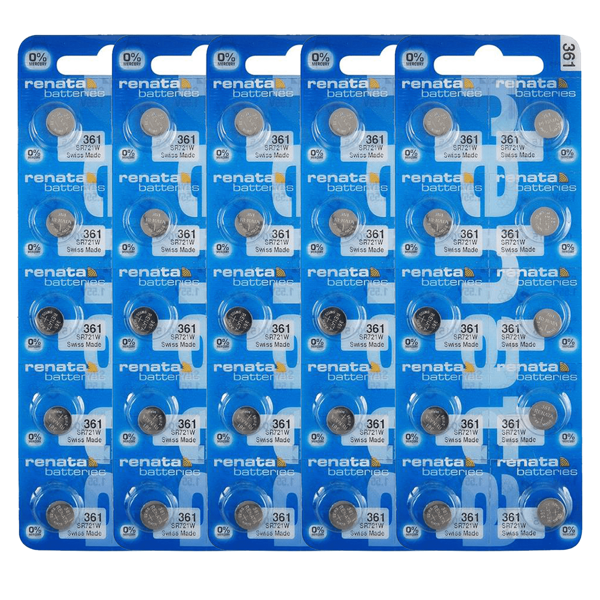 Renata 361 SR721W Batteries - 1.55V Silver Oxide 361 Watch Battery (50 ...