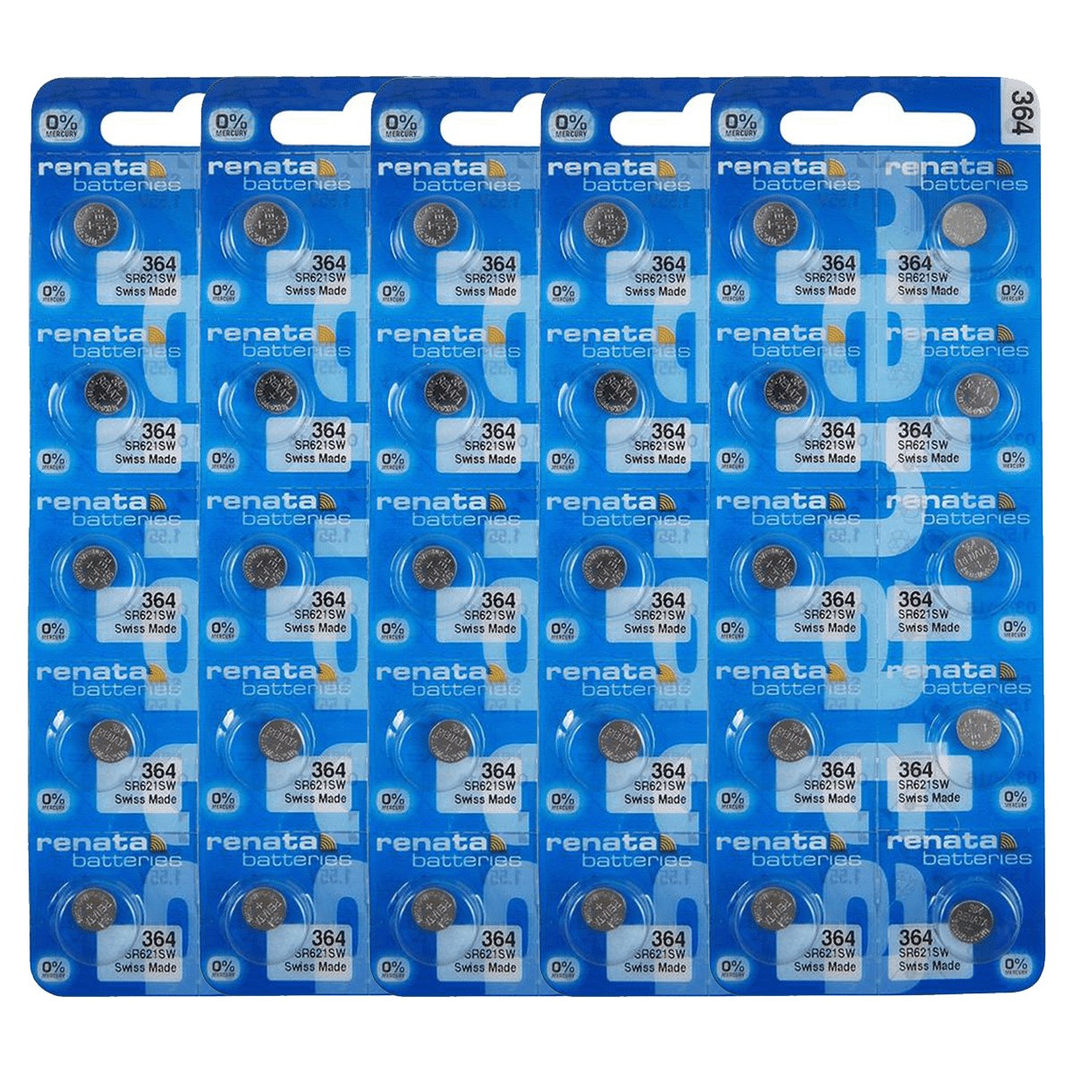 Renata 364 SR621SW Batteries - 1.55V Silver Oxide 364 Watch Battery (50 ...