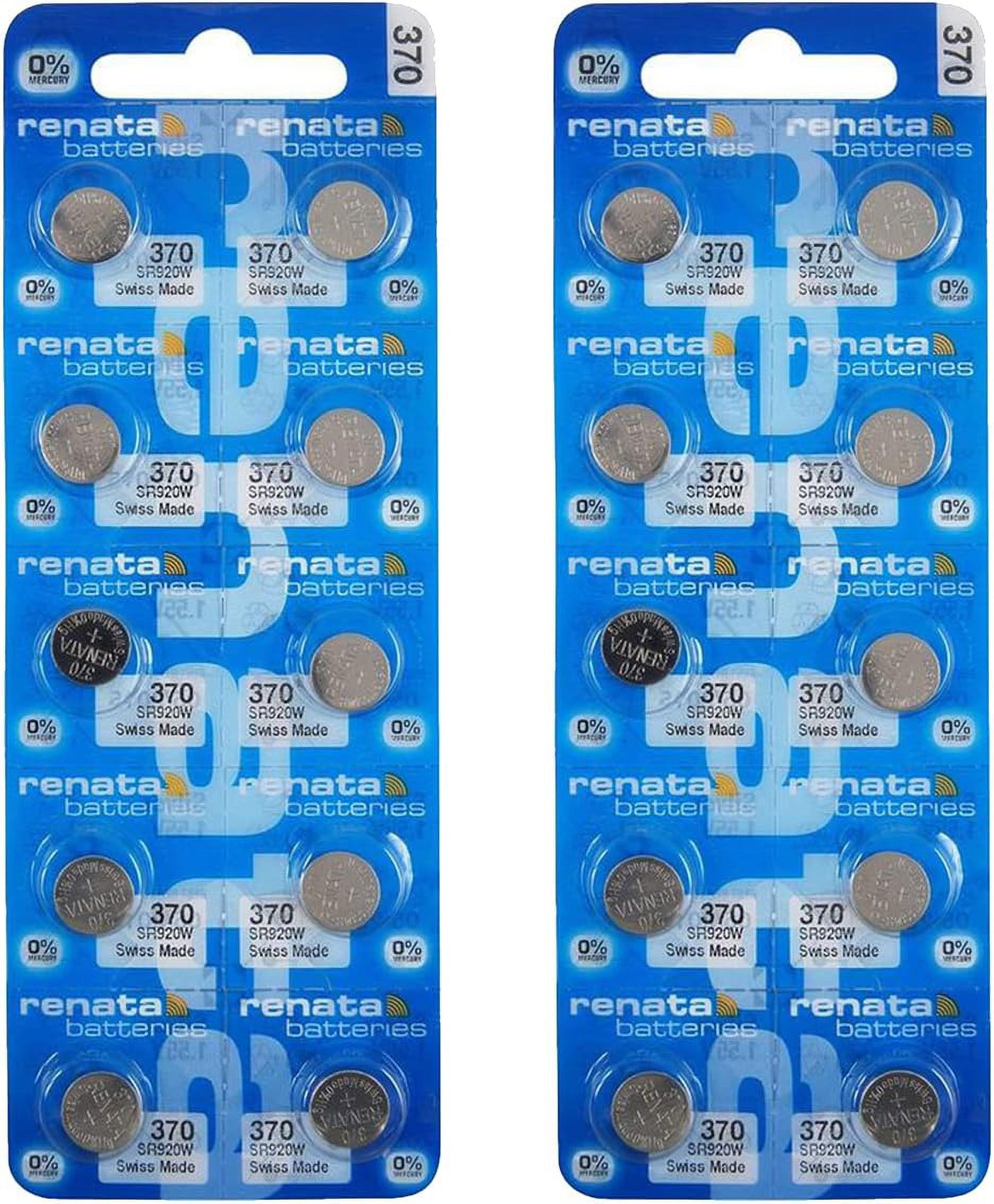 Renata 370 SR920W Batteries - 1.55V Silver Oxide 370 Watch Battery (20 ...